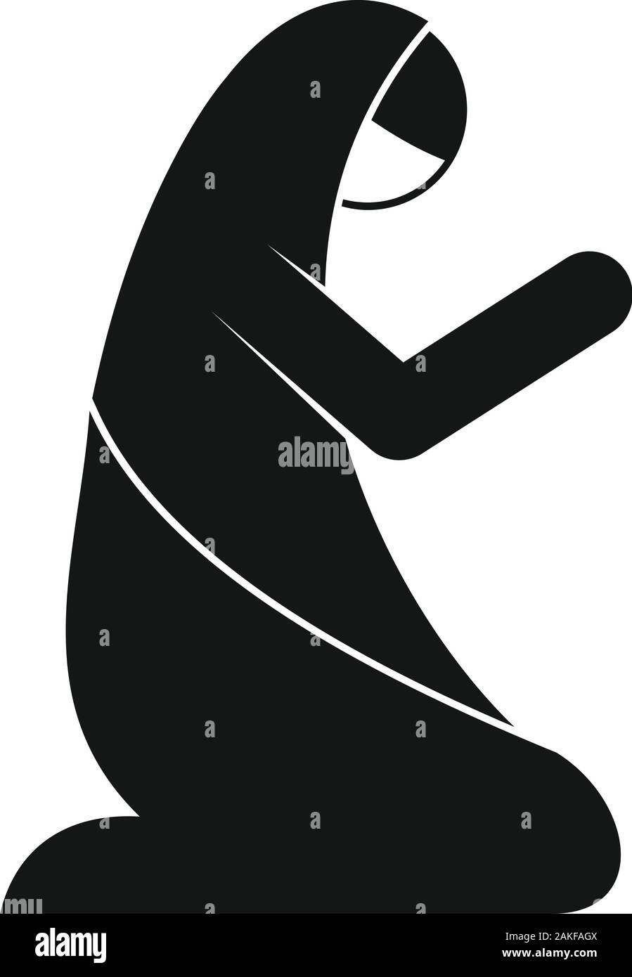 Muslim woman prayer icon. Simple illustration of muslim woman prayer ...
