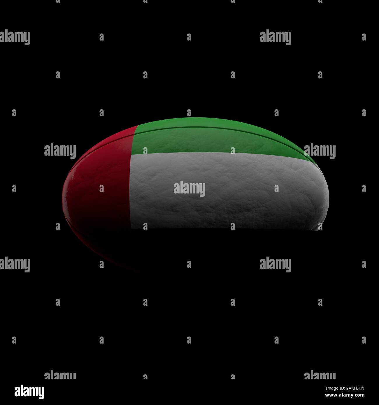UAE flag rugby ball against black background. 3D Rendering Stock Photo ...