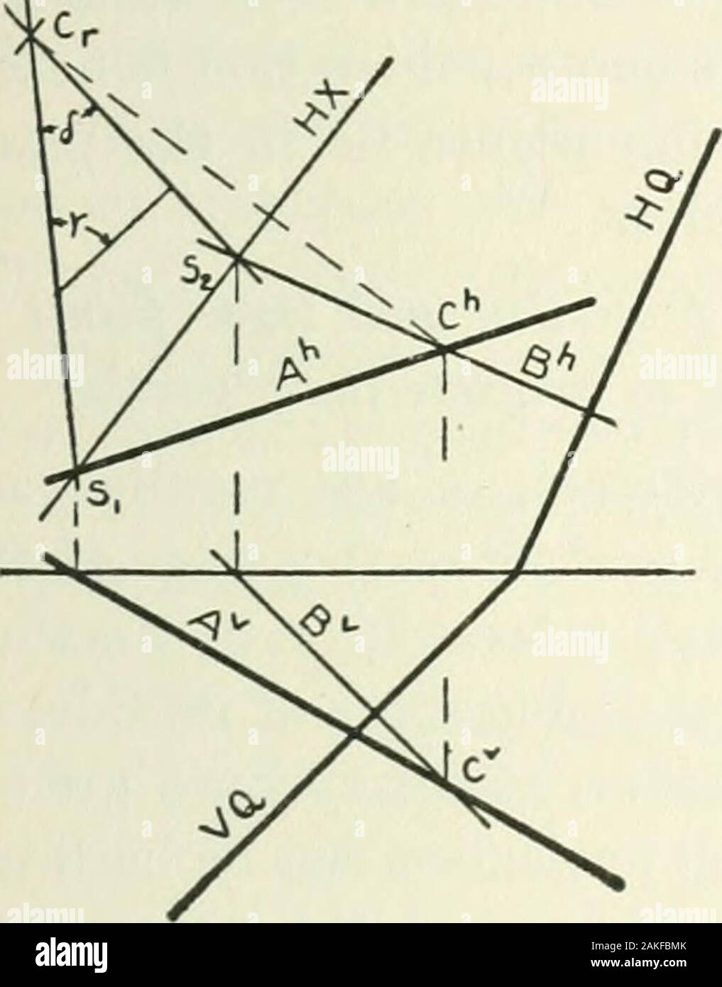 Descriptive geometry . eenthe line and its projection on the plane ...