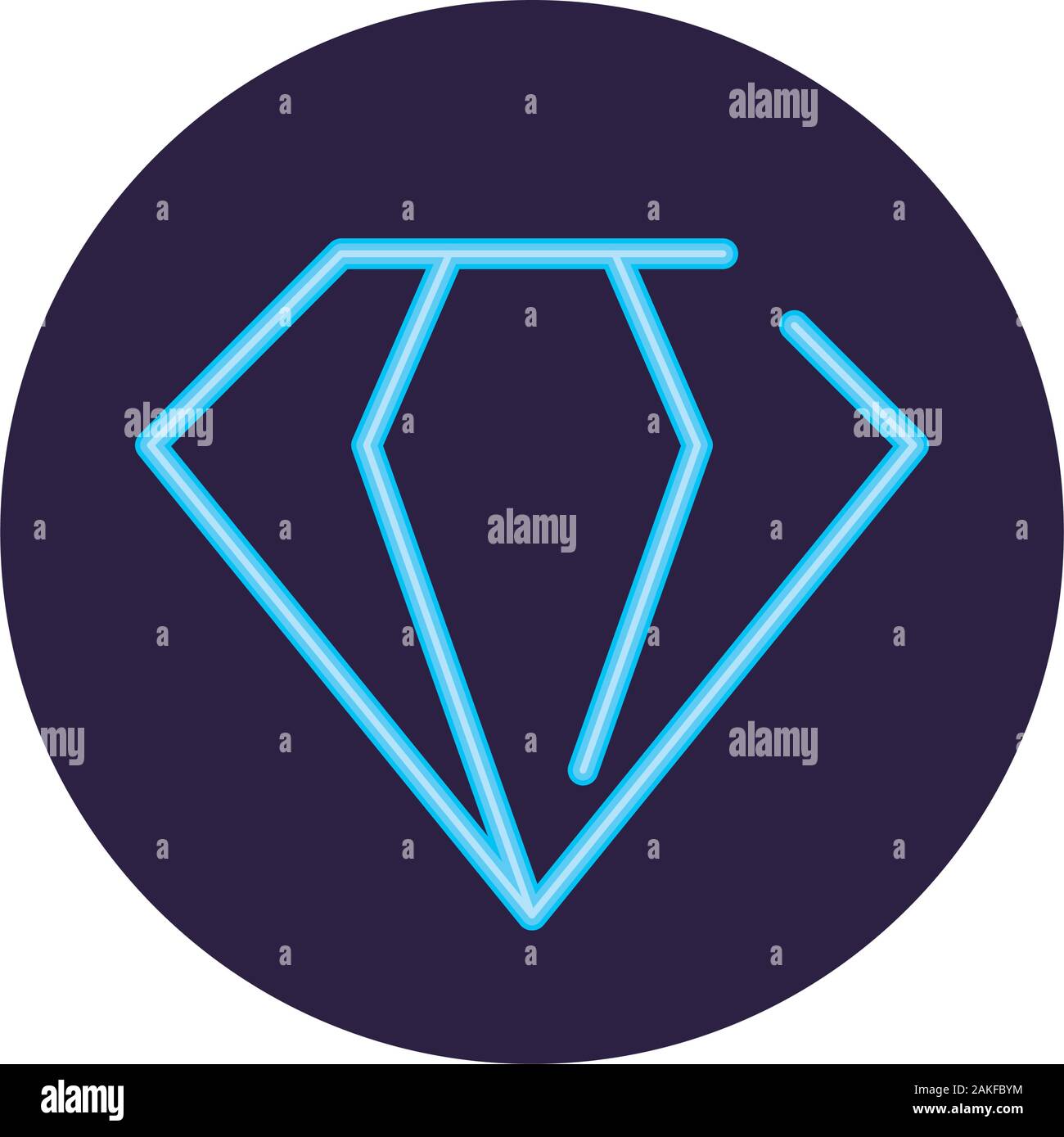 Neon diamond inside black circle design, Decoration advertising light ...