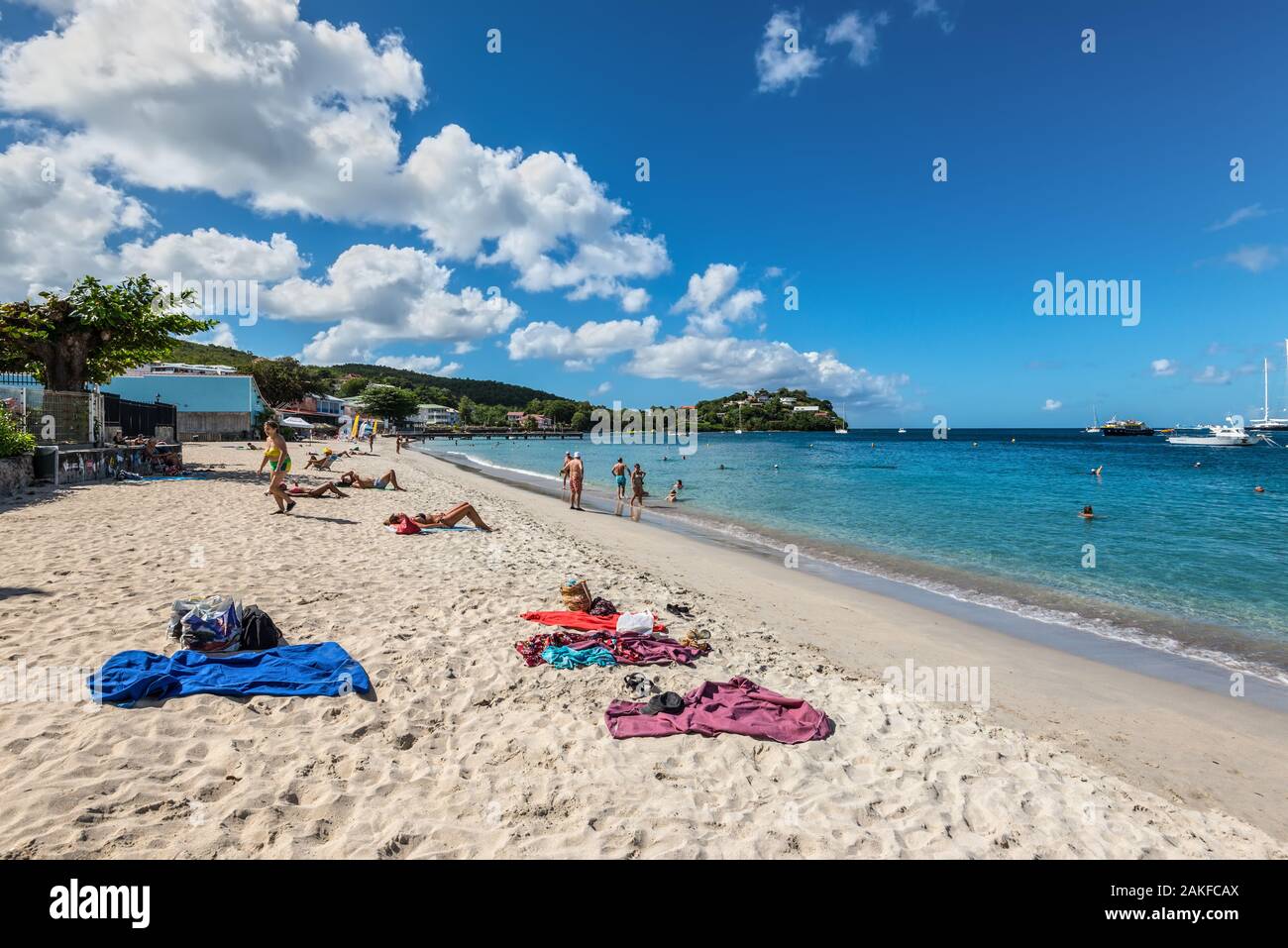 Les Trois-Ilets, Martinique - December 13, 2018: People relax on the ...