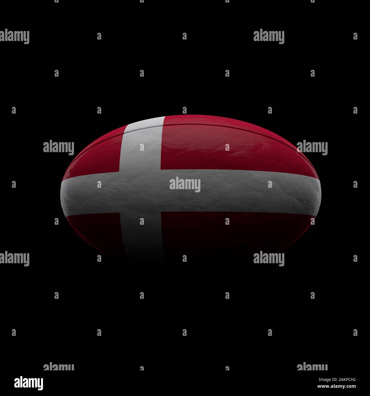 Denmark flag rugby ball against black background. 3D Rendering Stock ...