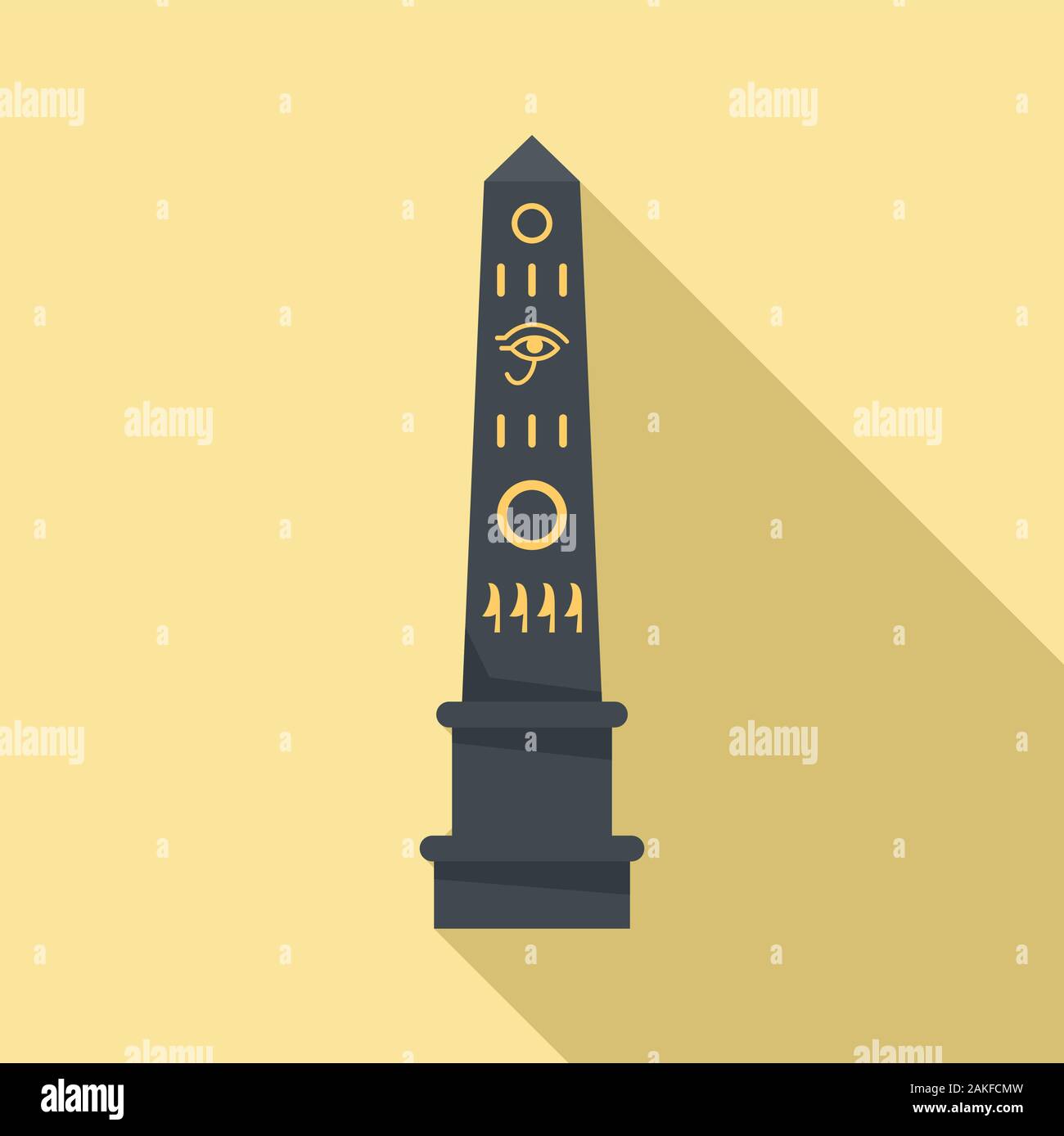 Egypt black stone pillar icon. Flat illustration of Egypt black stone ...