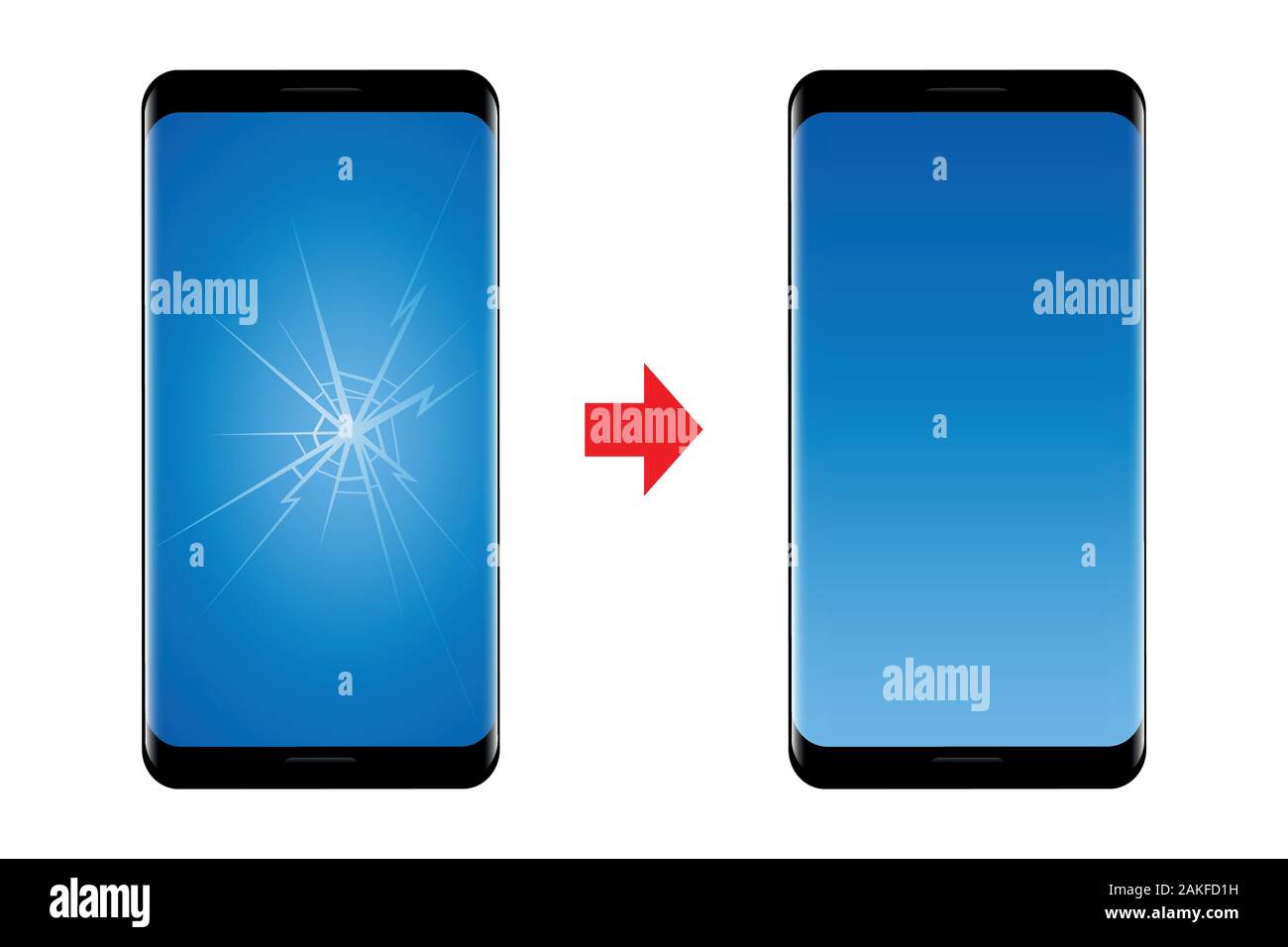 mobile phone repair service broken and repaired display vector ...