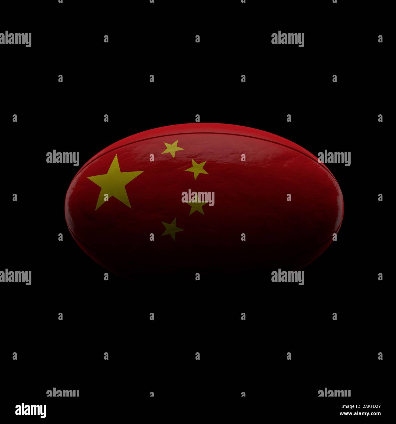 China flag rugby ball against black background. 3D Rendering Stock ...