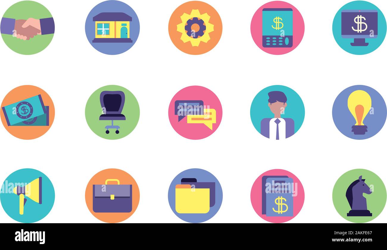 Business icon set design, Management workforce financial item corporate ...