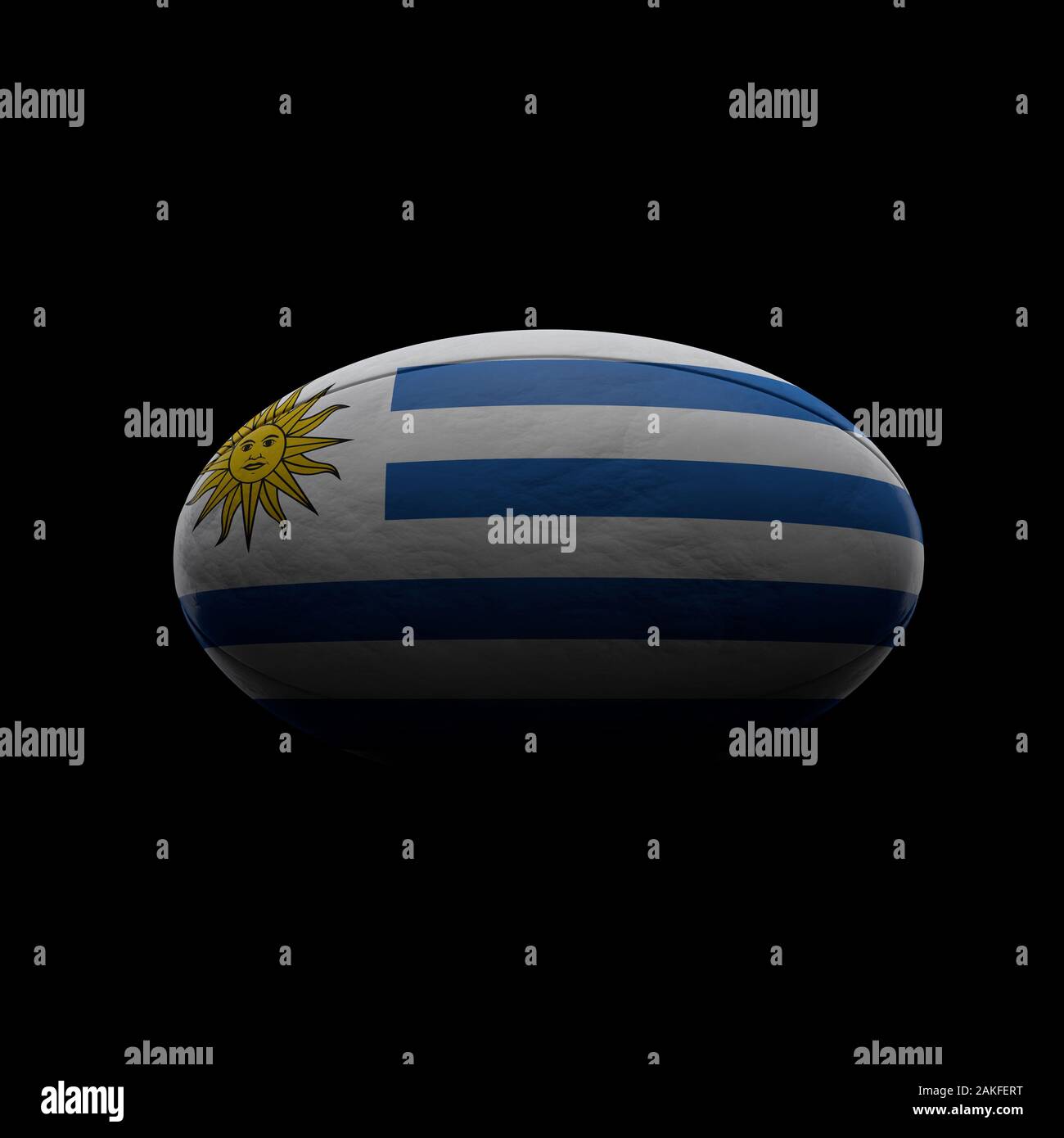 Uruguay flag rugby ball against black background. 3D Rendering Stock ...