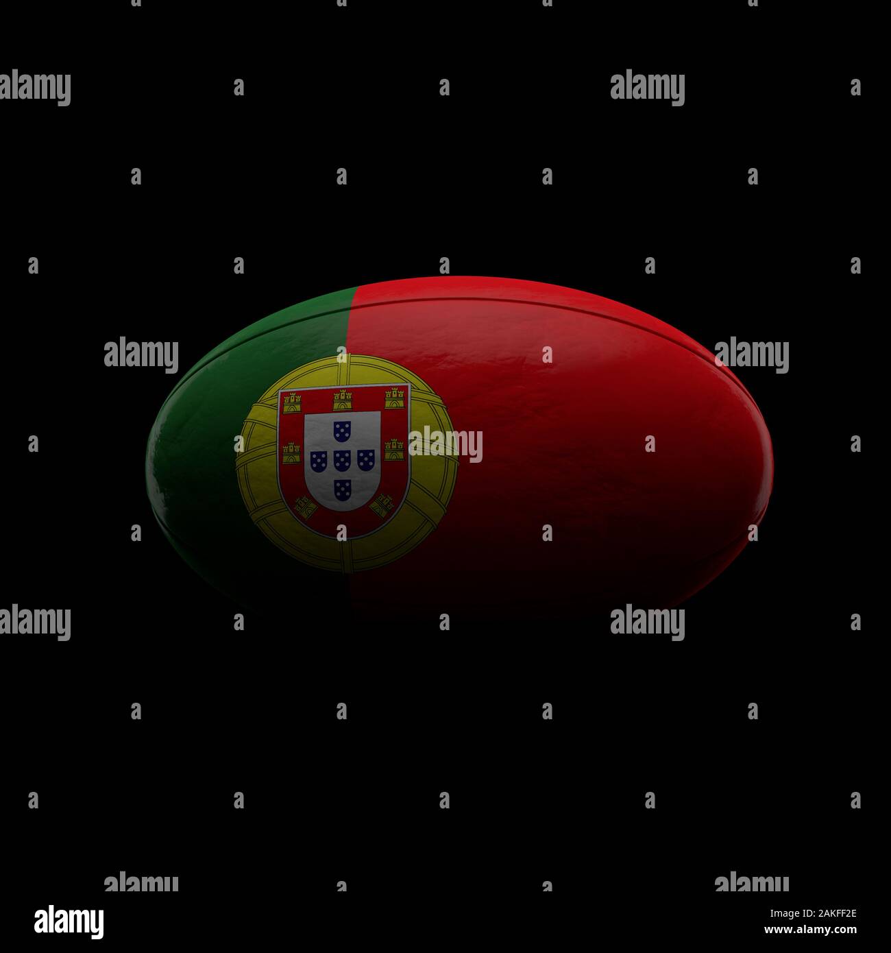 Portugal flag rugby ball against black background. 3D Rendering Stock ...