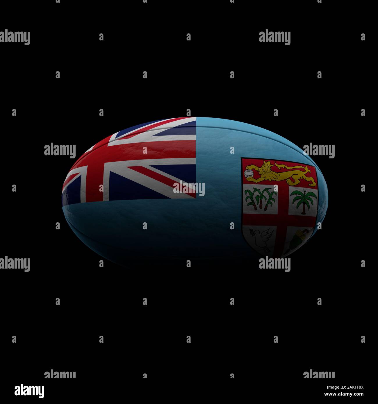 Fiji flag rugby ball against black background. 3D Rendering Stock Photo ...