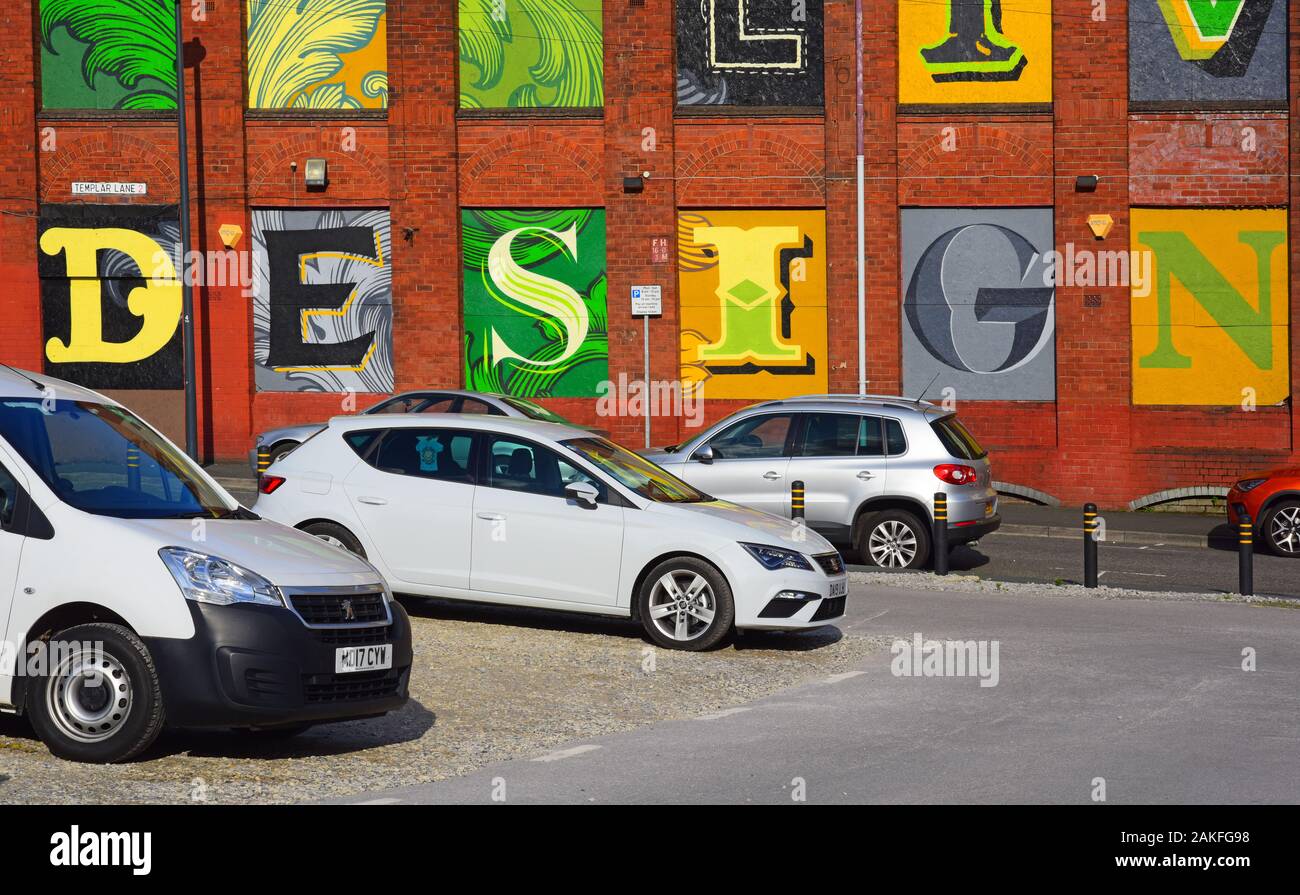 giant design lettering on building in leeds yorkshire united kingdom ...