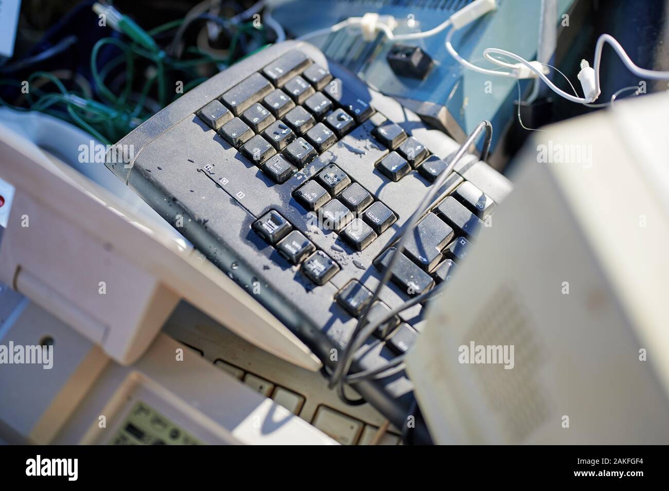 Recycling industry - Old computer and electronic waste Stock Photo - Alamy