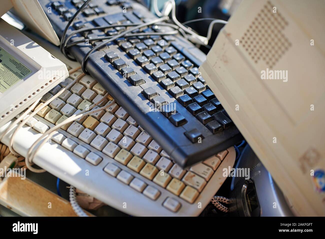 Recycling industry - Old computer and electronic waste Stock Photo - Alamy