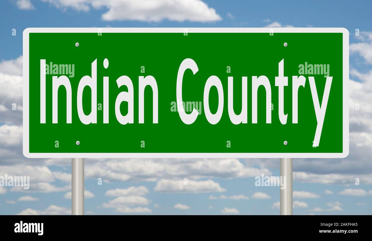 Rendering of a green 3d highway sign for Indian Country Stock Photo - Alamy