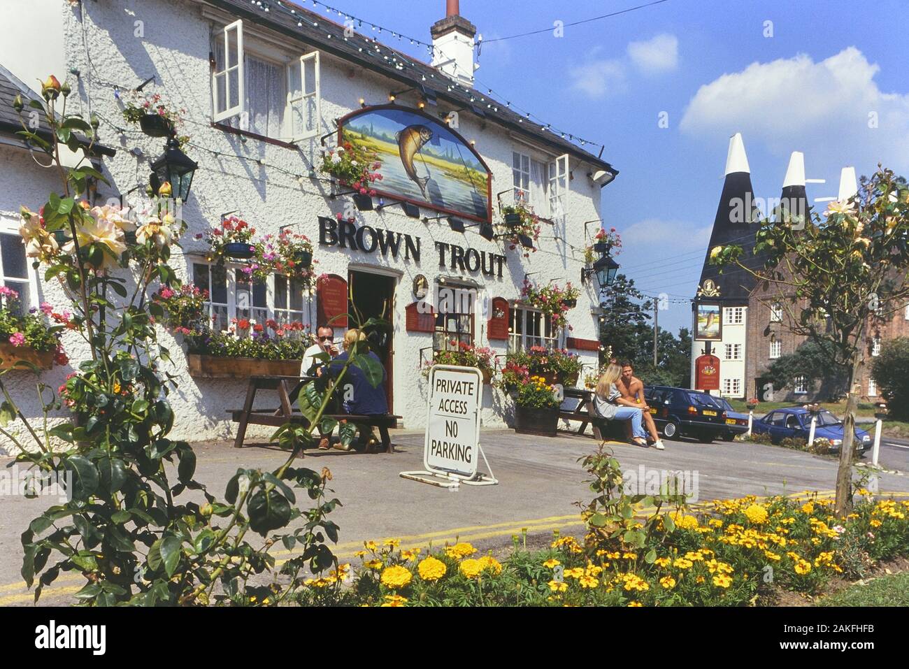 The Brown Trout pub. Lamberhurst. Kent, England. UK. Circa 1990's Stock ...