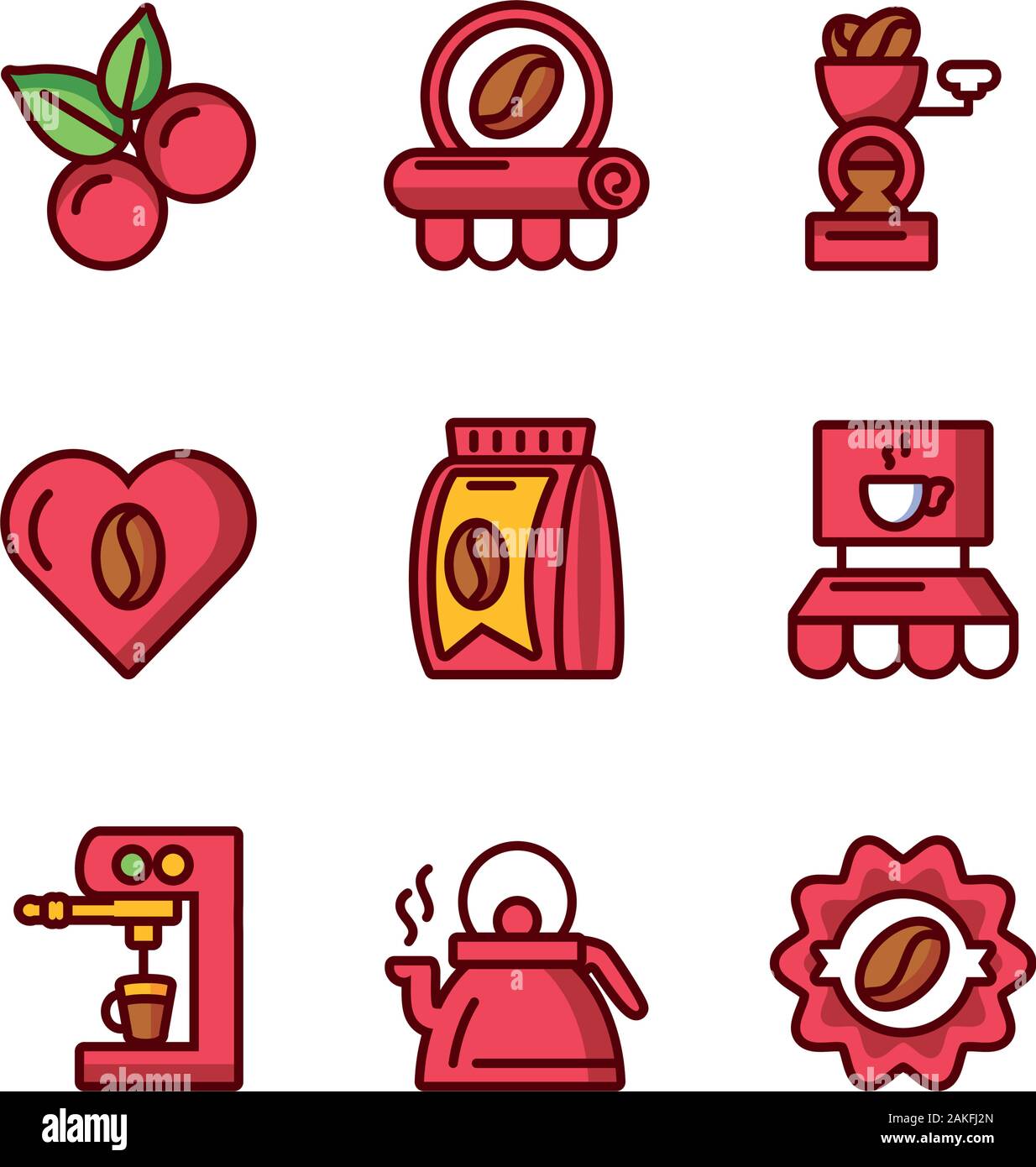 Coffee icon set design of time drink breakfast beverage shop morning ...