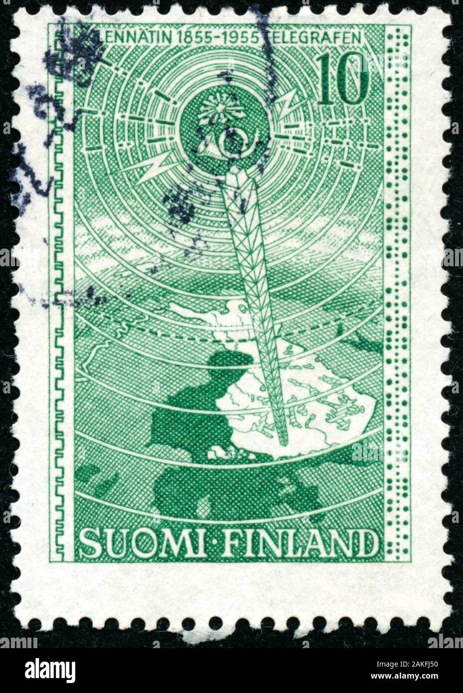 POLTAVA, UKRAINE - January 9, 2020. Vintage stamp printed in Finland ...
