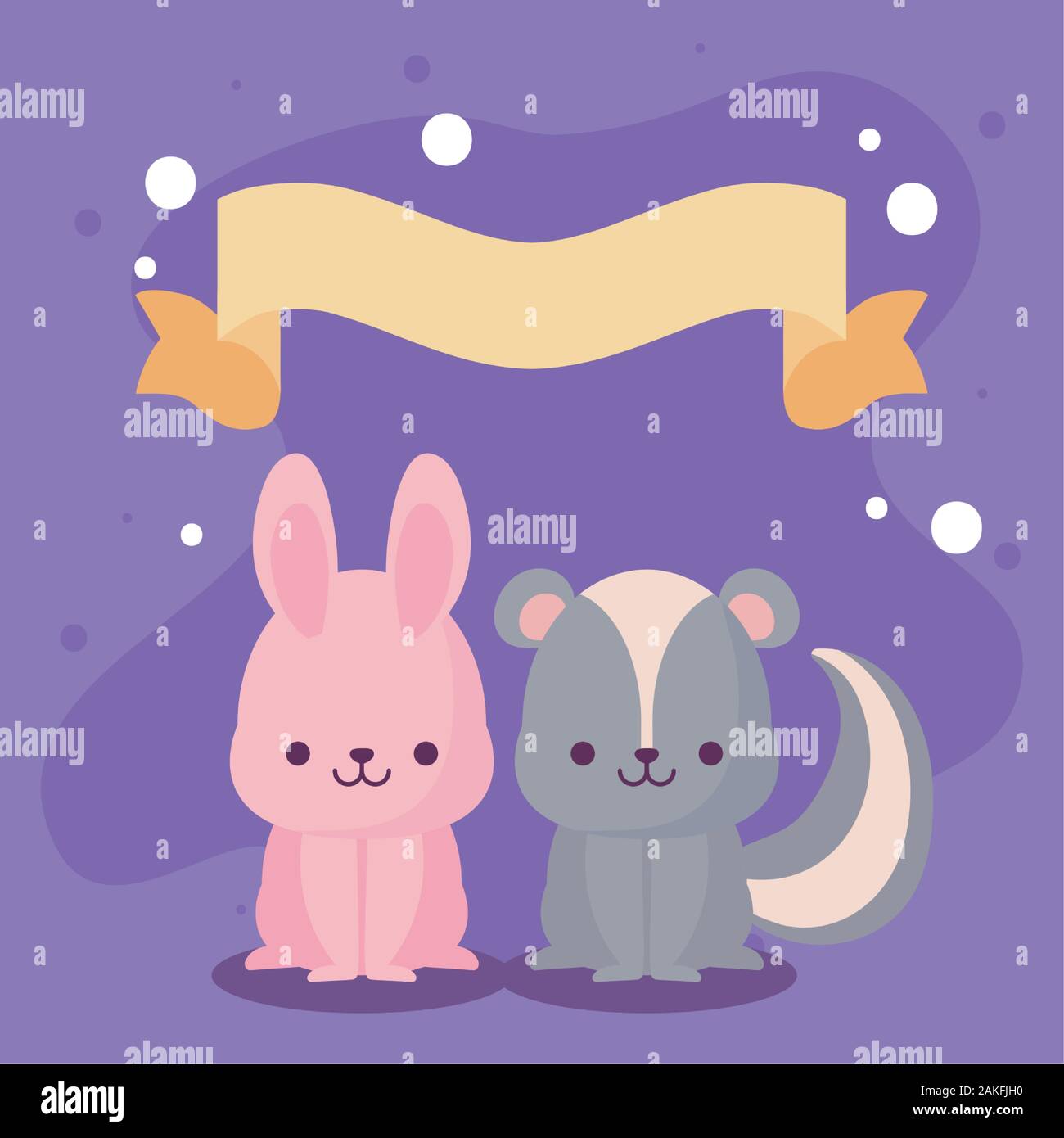 Cute rabbit and skunk cartoons design, Animals zoo life nature ...