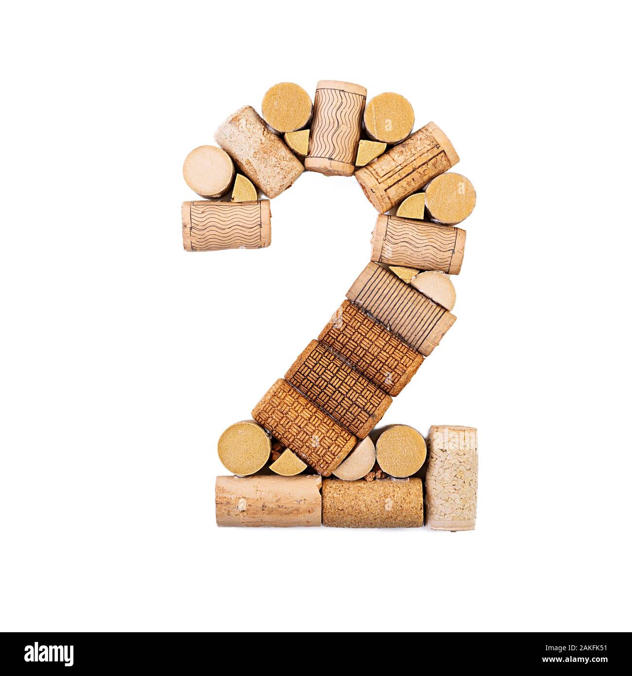 Number made of wine corks isolated on white background Stock Photo - Alamy