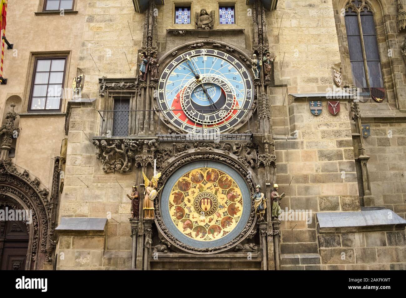 Prague, Czech Republic - 27 December 2019: Old Town Hall Tower with the ...