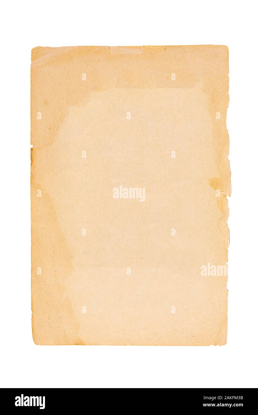 Old paper isolated on white background. Top view Stock Photo - Alamy