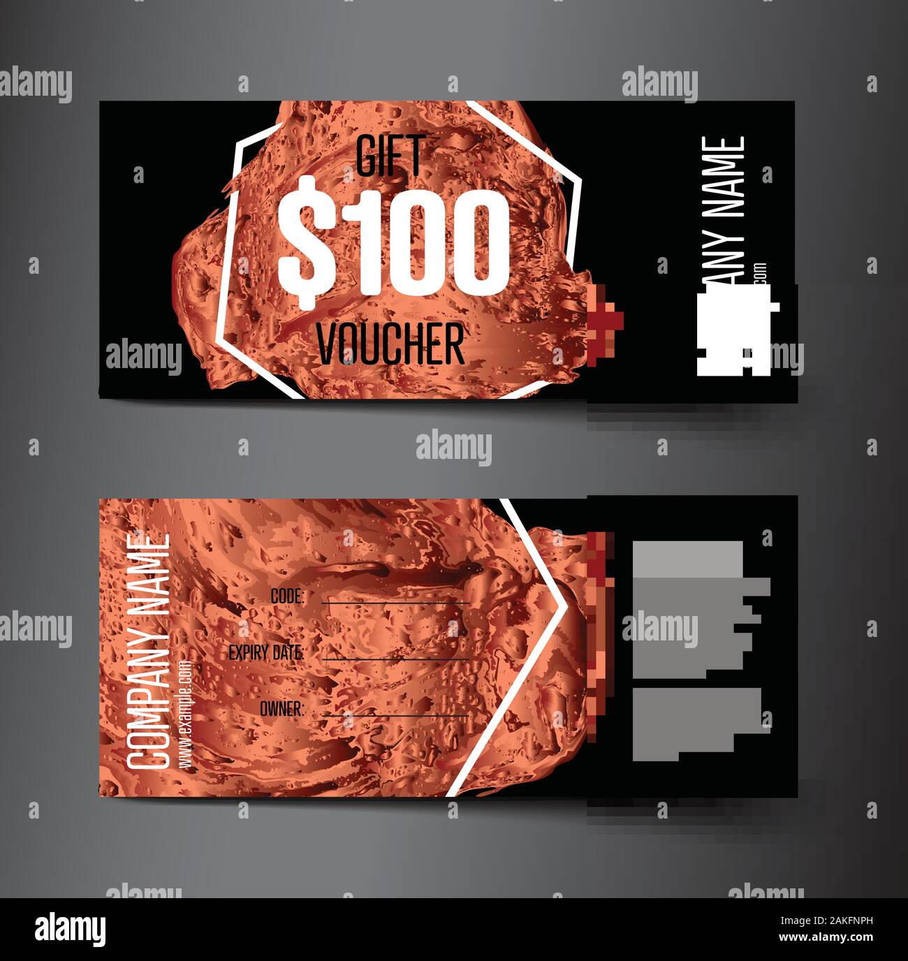 Voucher gift card template with luxury modern illustration - front and ...