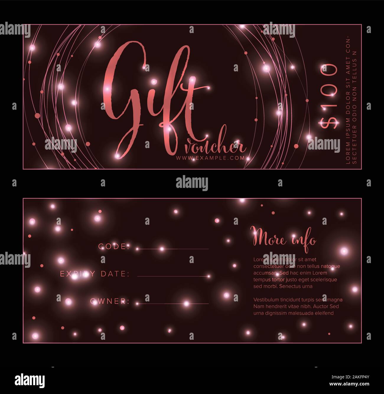 Premium dark and pink gift voucher card print template - front and back ...