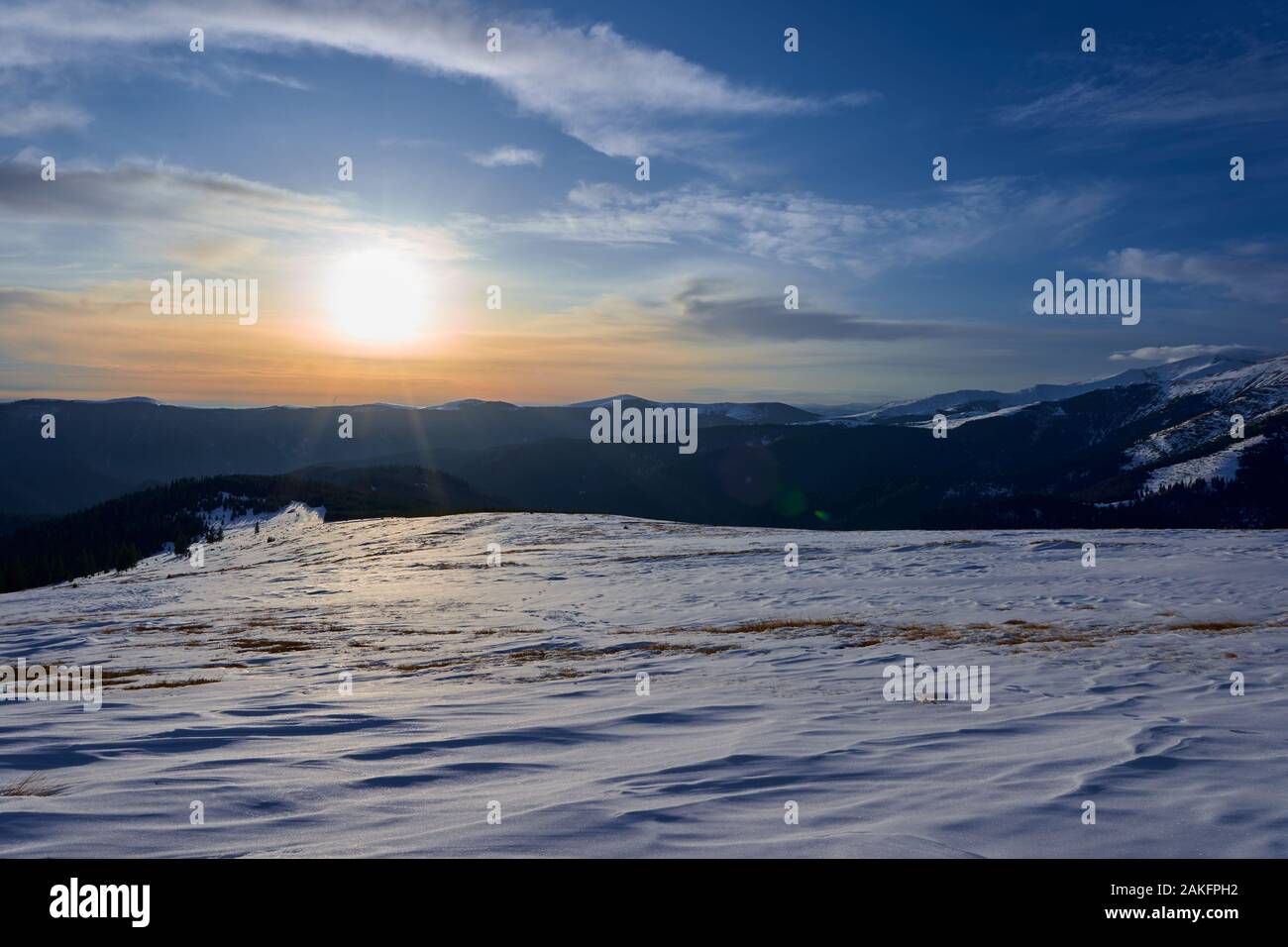 Mountain range in the early spring with snow Stock Photo - Alamy