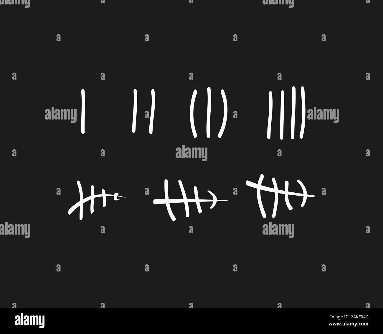 Tally marks on the wall isolated. Counting characters. Vector ...