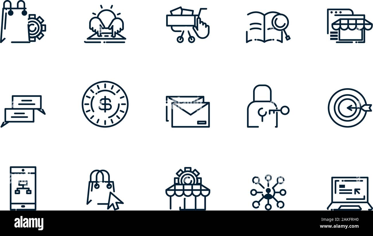 Icon set design, Digital marketing ecommerce shopping online strategy ...