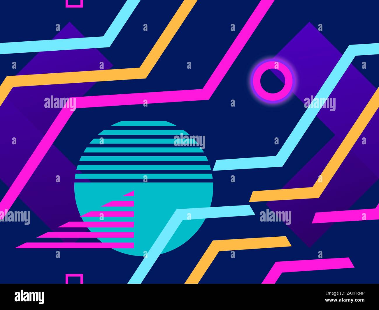 Cyberpunk seamless pattern. Retro futurism of the 80s. Memphis ...