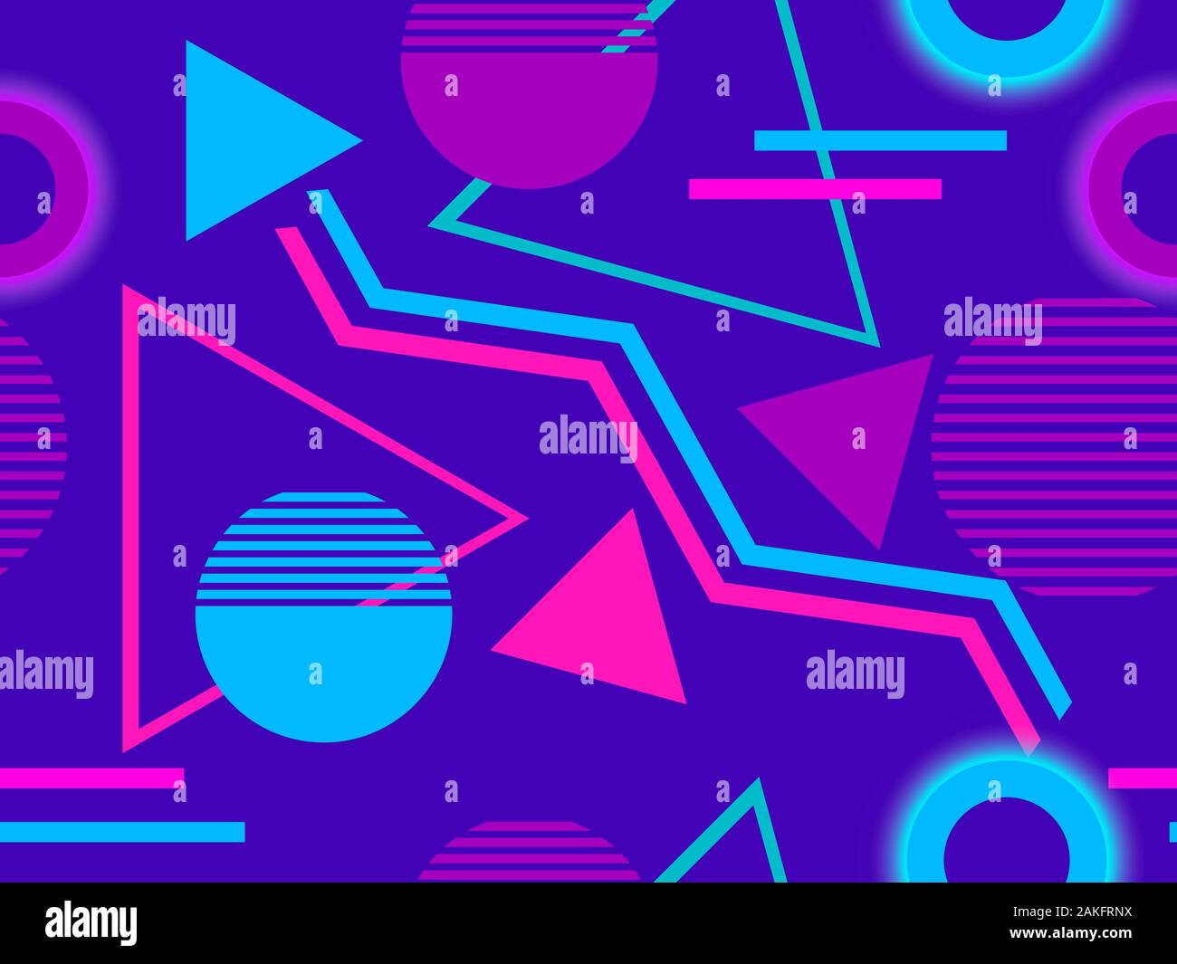 Cyberpunk seamless pattern. Retro futurism of the 80s. Memphis ...