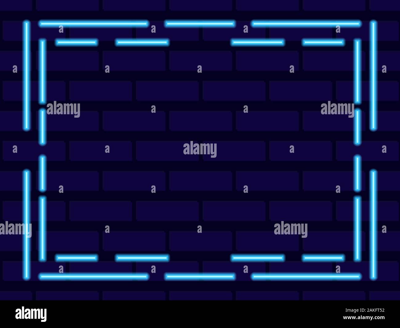 Neon frame. The effect of a neon lamp. Linear border 80s style. Design ...