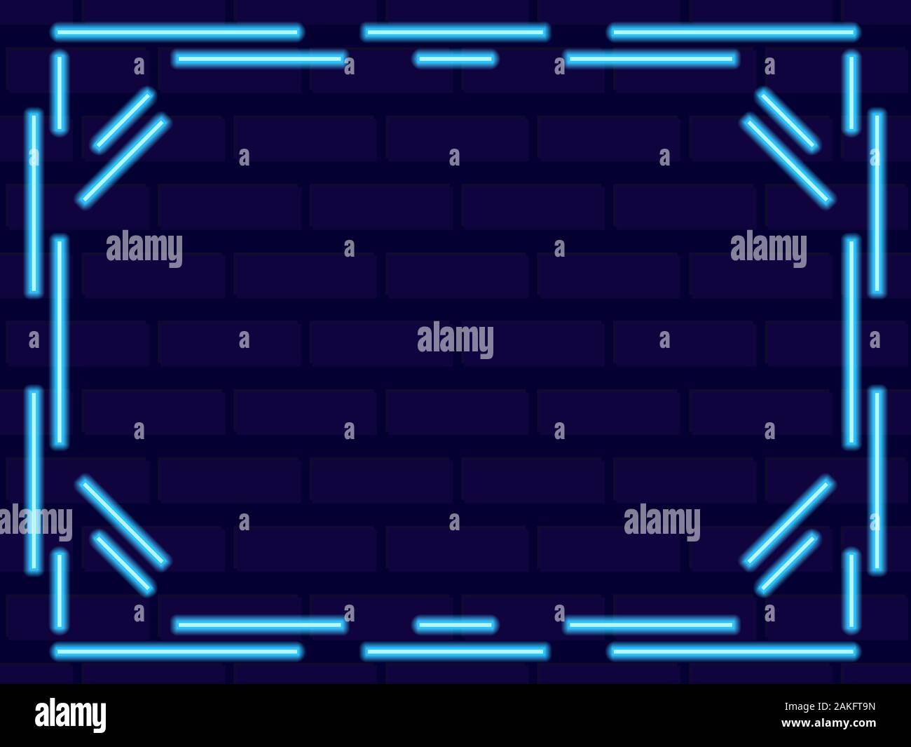 Neon frame. The effect of a neon lamp. Linear border 80s style. Design ...