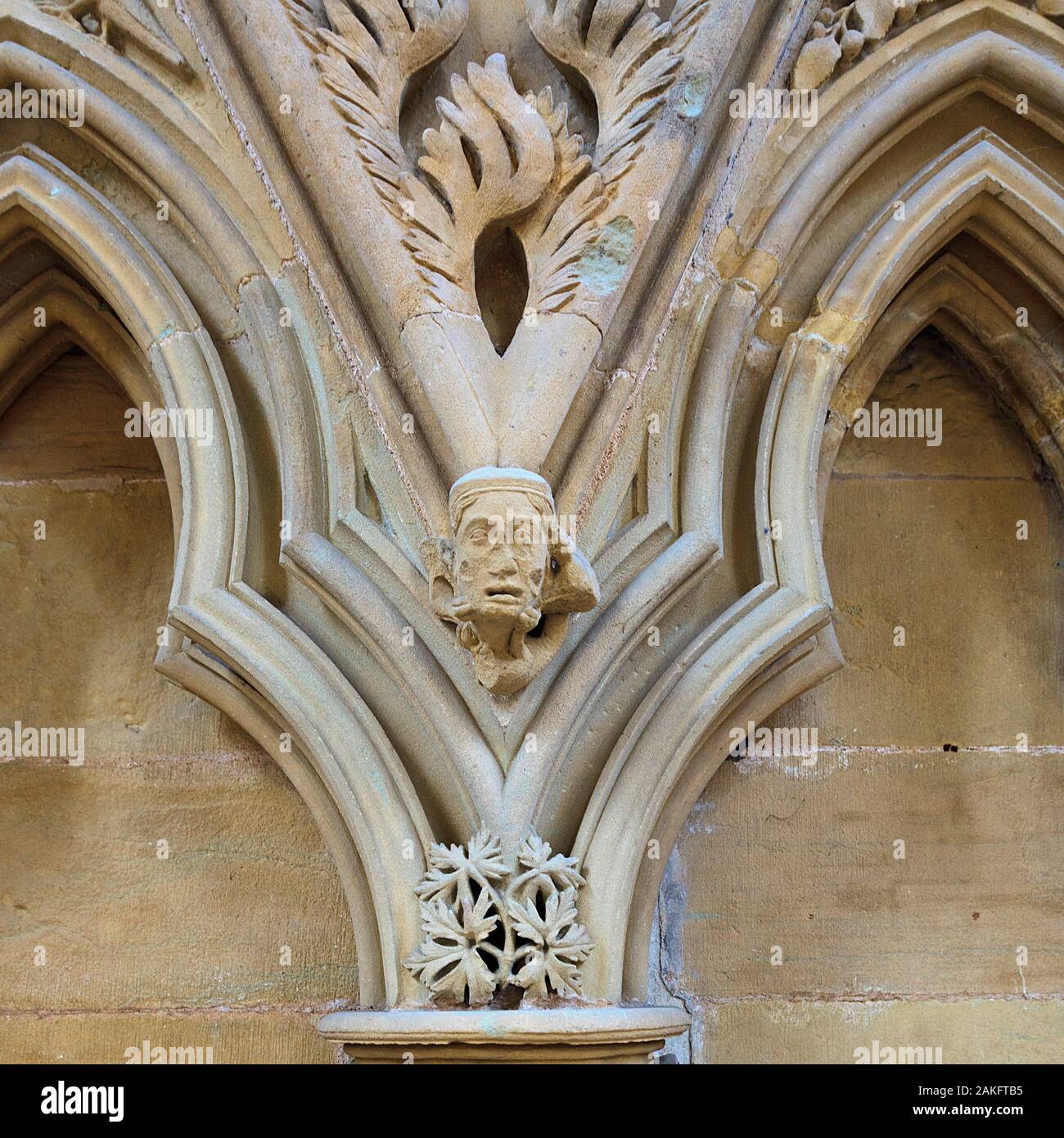 13th century stone carvings around the seats in the Chapter House of ...