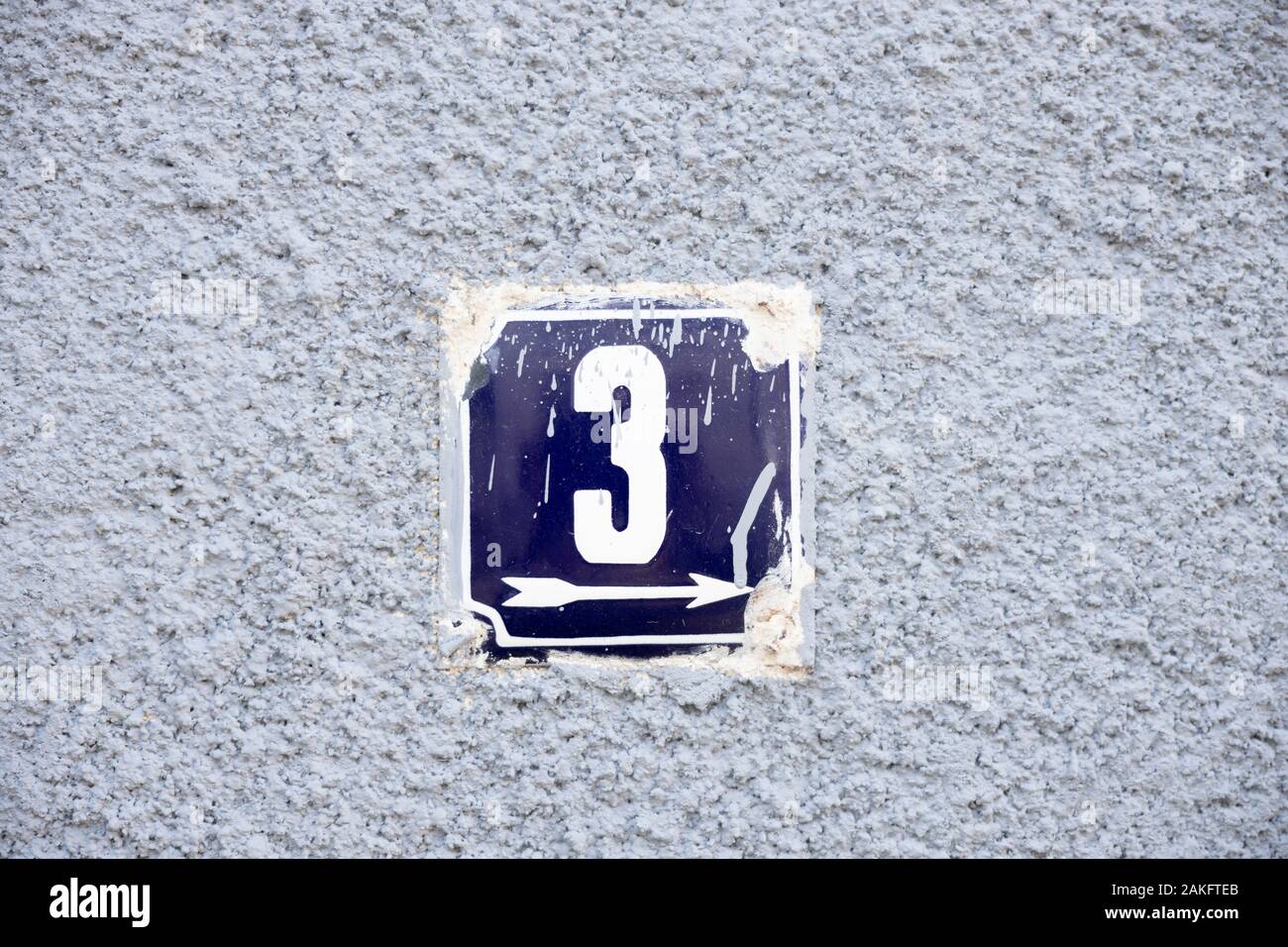 Number 3, three, street number sign on the wall Stock Photo - Alamy
