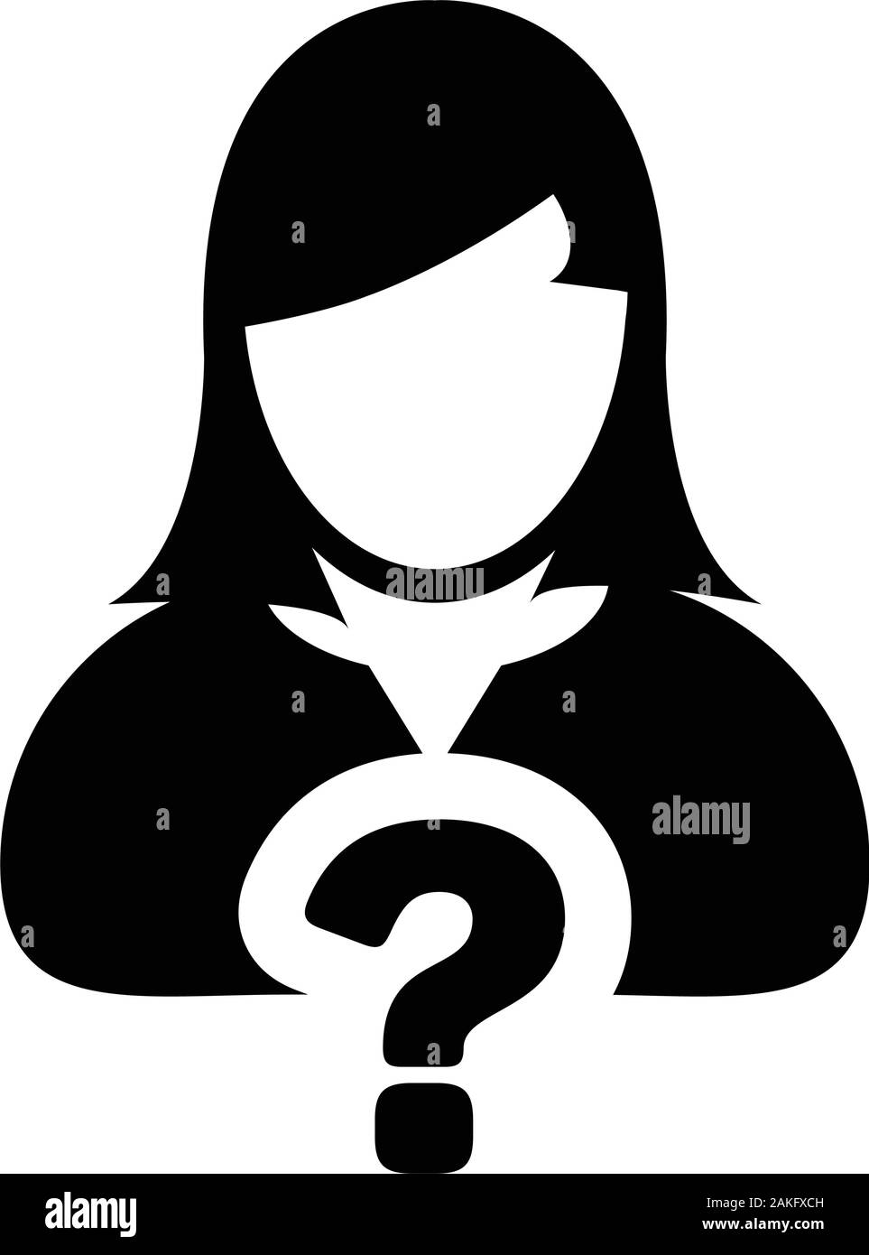 Ask icon vector question mark with female user person profile avatar ...