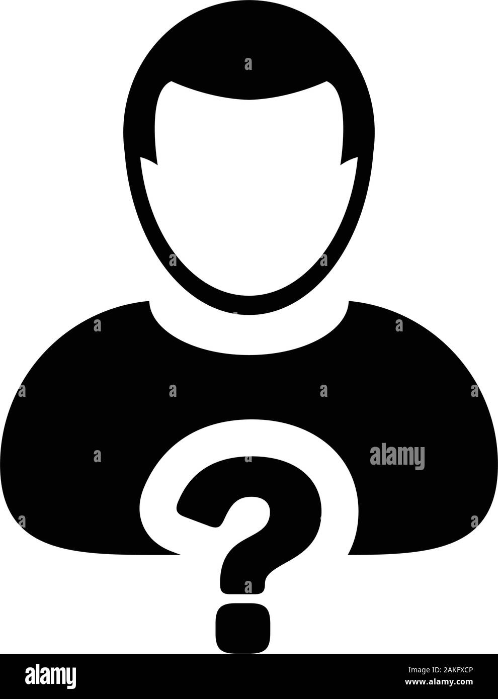 Question mark icon vector male person profile avatar symbol for help ...