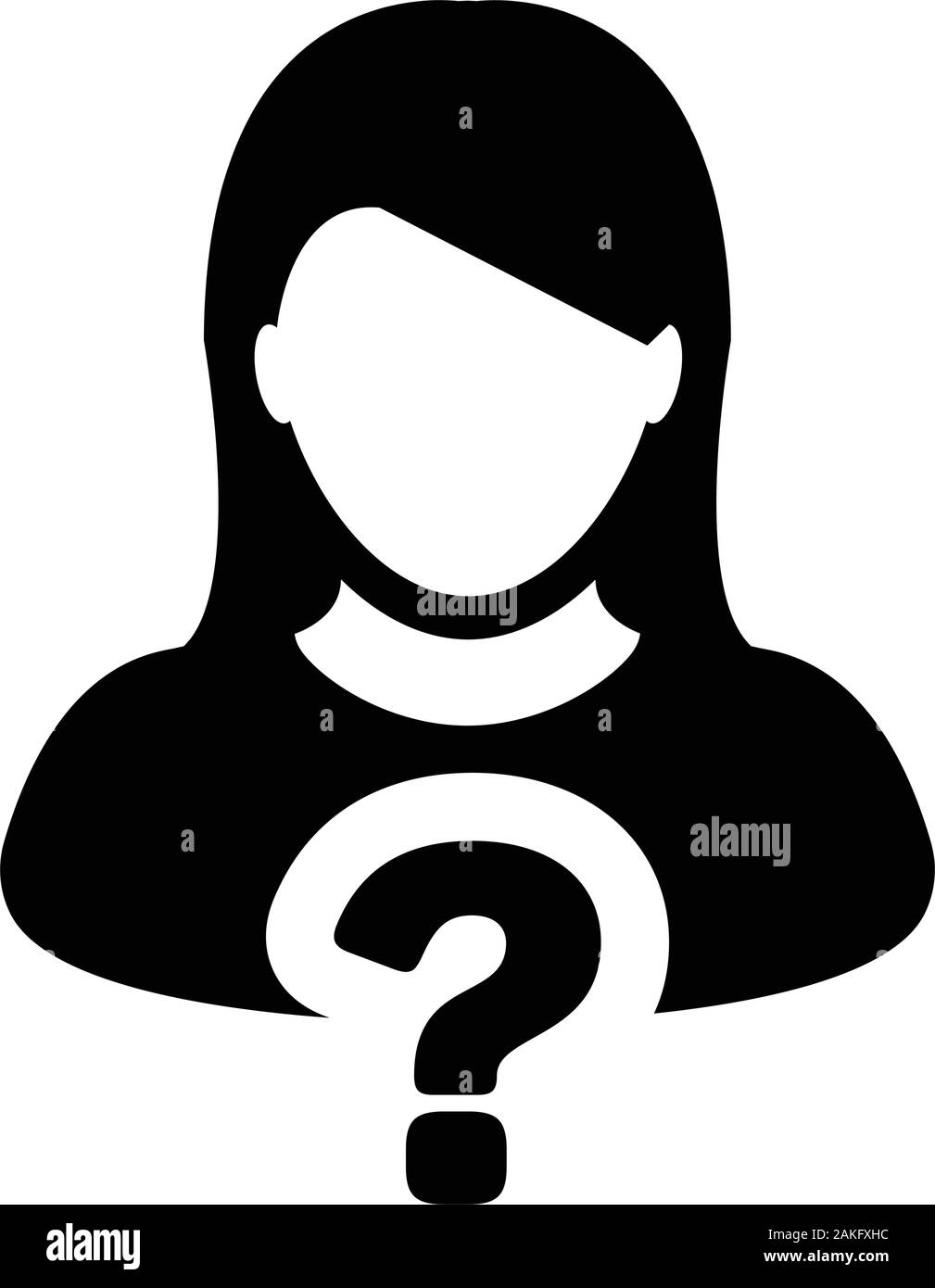 Enquiry icon vector question mark with female user person profile ...