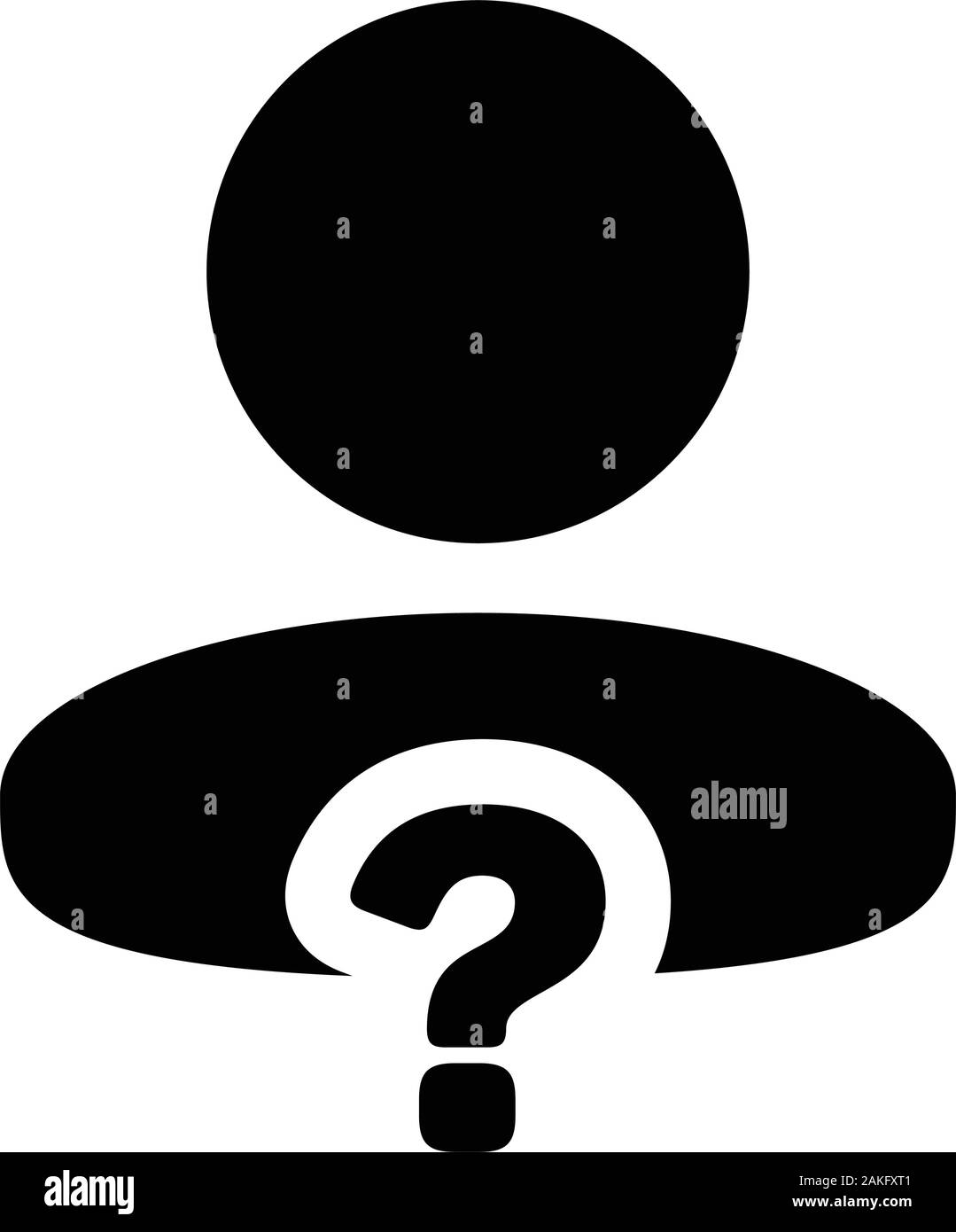 User icon with question mark symbol vector with male person profile ...