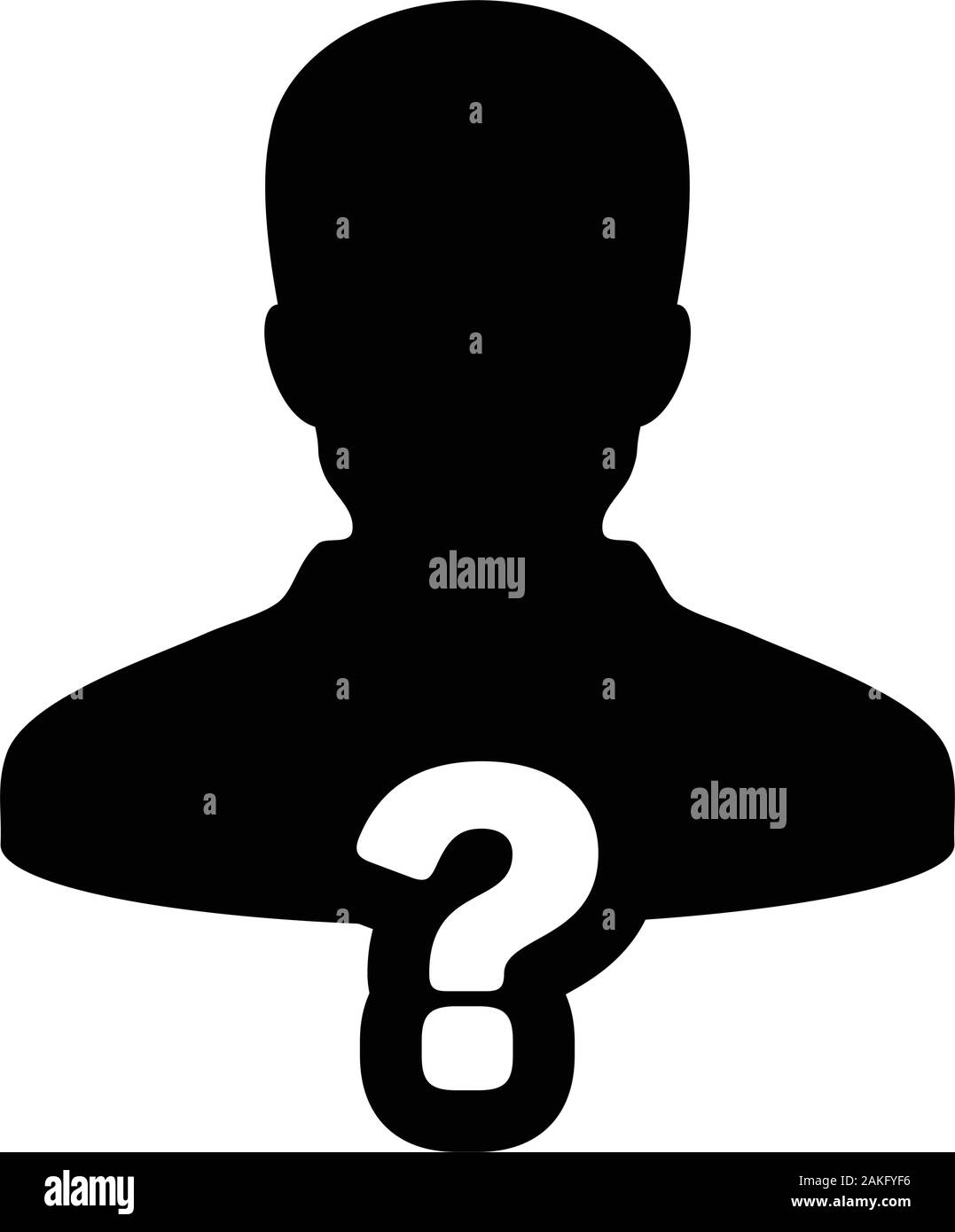 Person icon with question mark symbol vector with male profile avatar ...