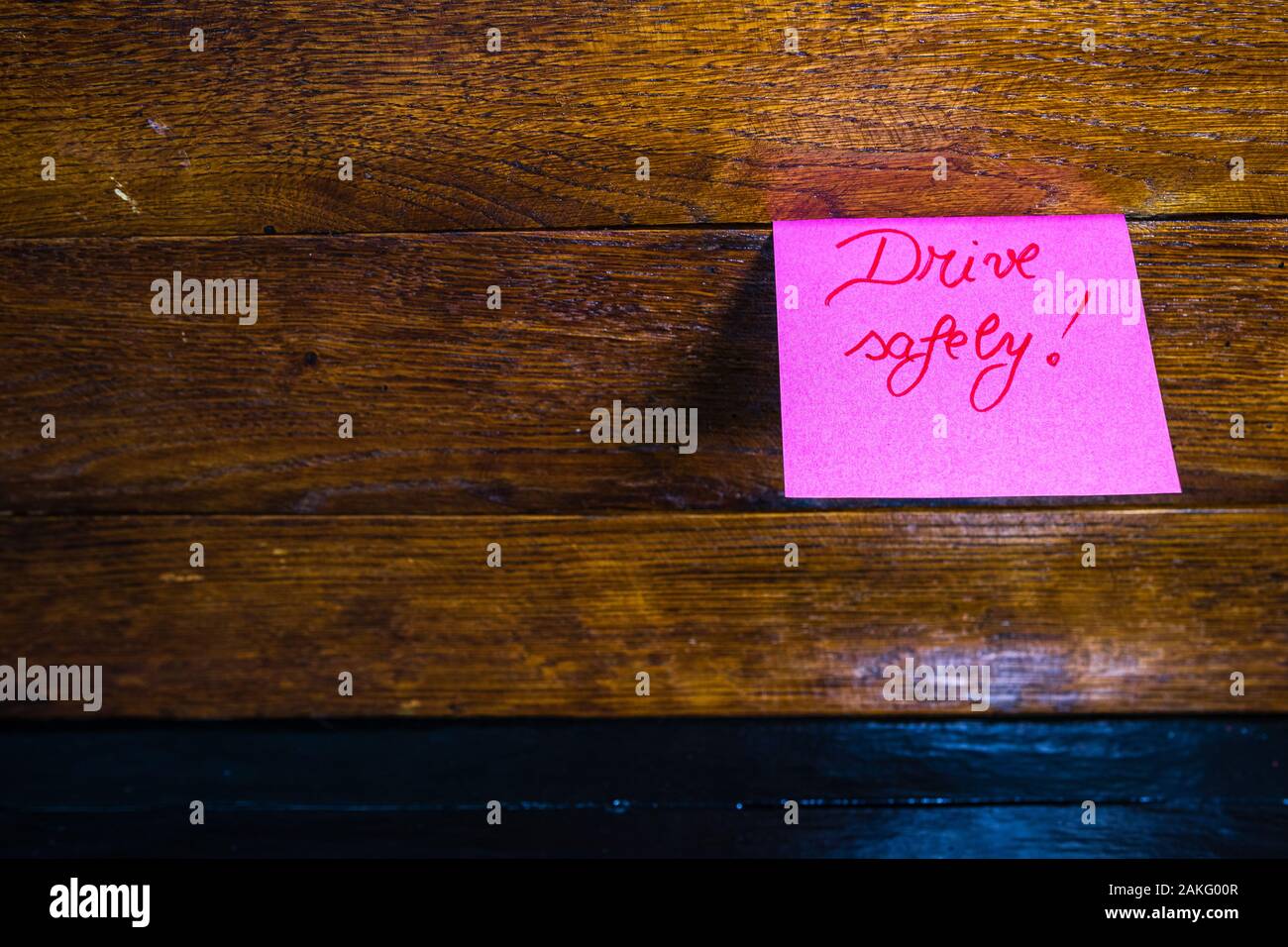 Writing Drive safely on memo post reminder. Text Drive safely on sticky ...