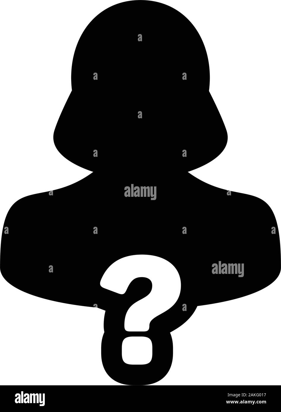 Question mark icon vector female person profile avatar symbol for help ...
