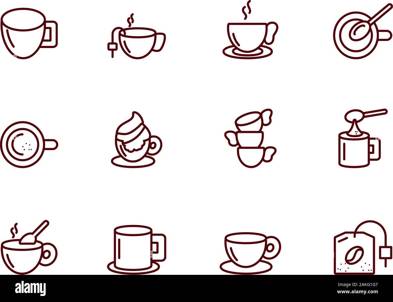 Coffee icon set design of time drink breakfast beverage shop morning ...