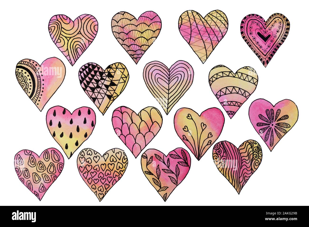 Pink Heart Cluster Doodle