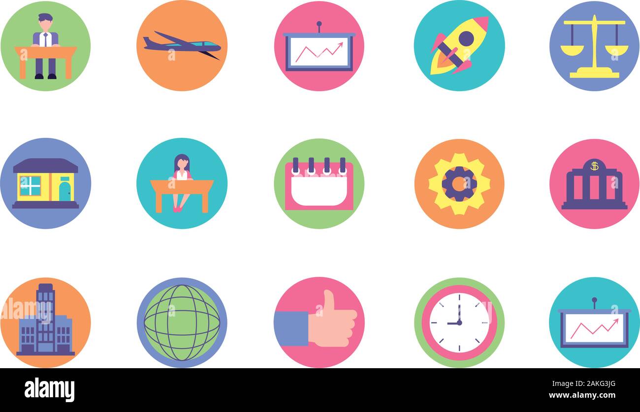 Business icon set design, Management workforce financial item corporate ...