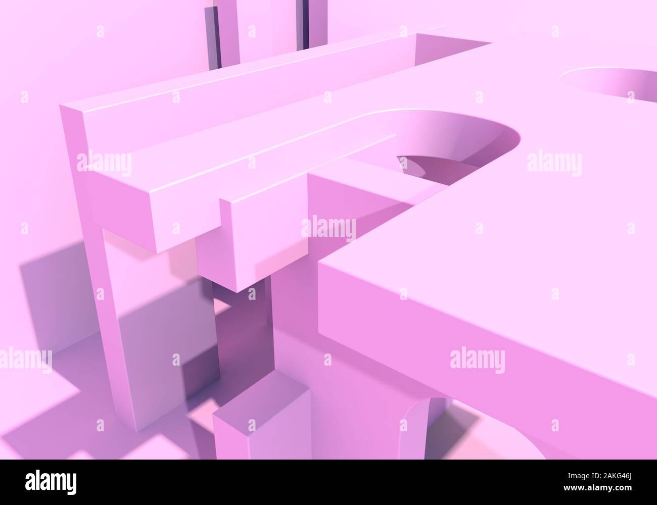 Abstract architecture background with pink arches. 3D illustration ...