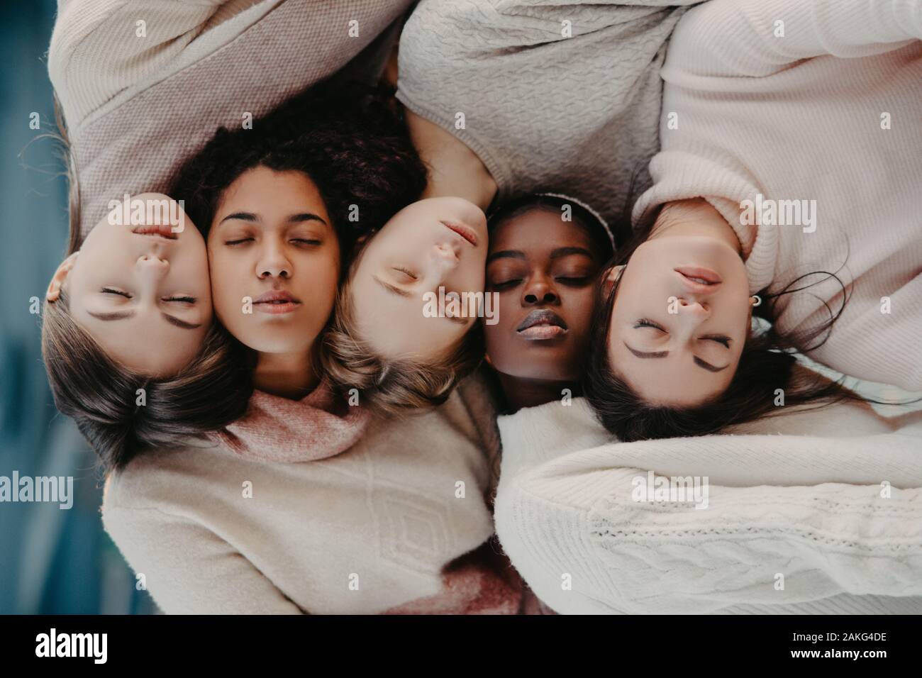 The portrait of multiracial group from five women. The concept of ...