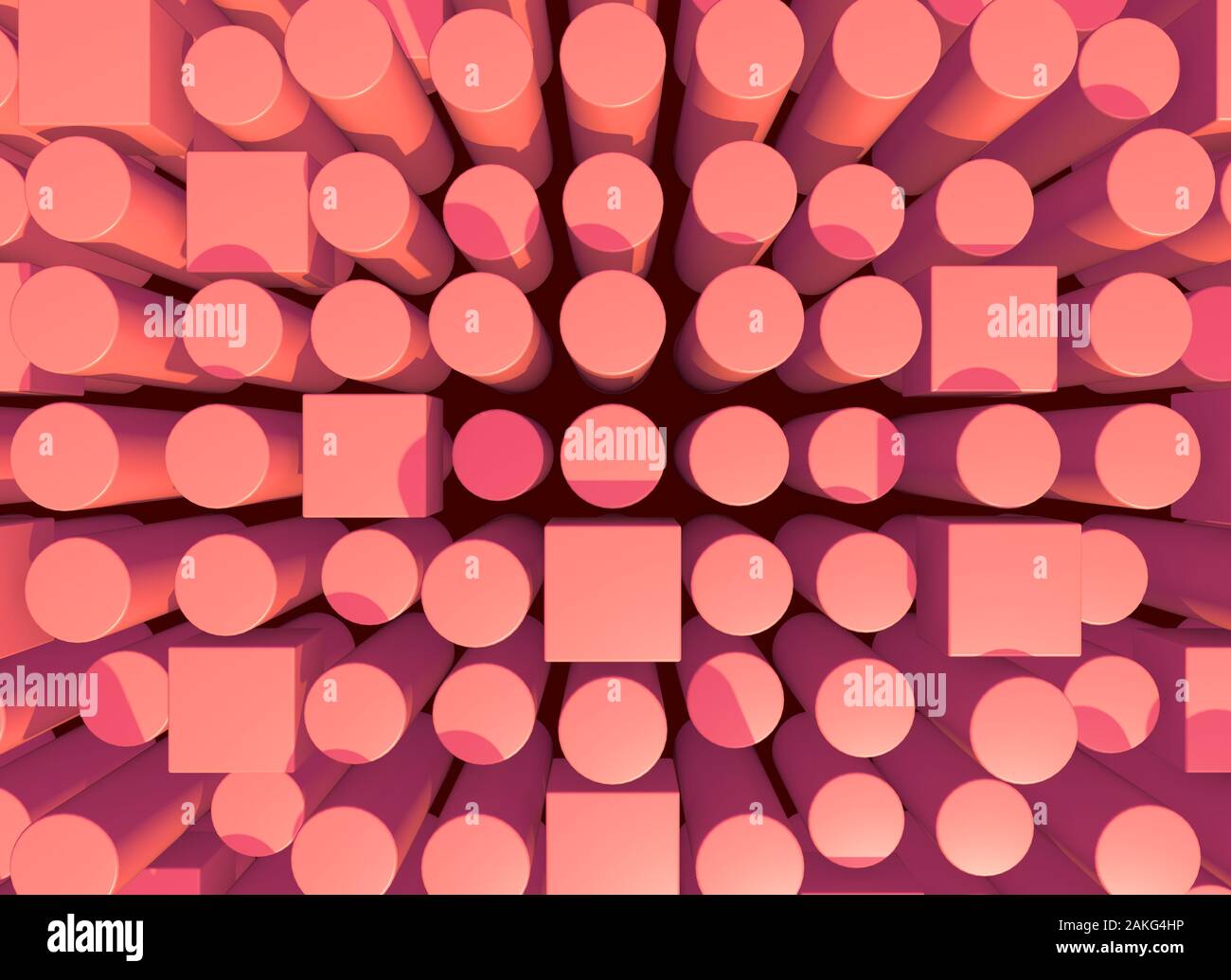 Abstract background with living coral colored pillars structure ...