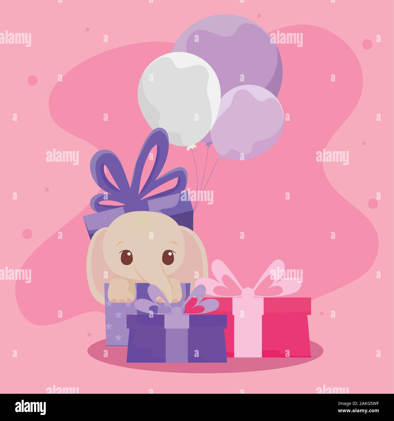 Cute elephant cartoon with gifts design, Animal zoo life nature ...
