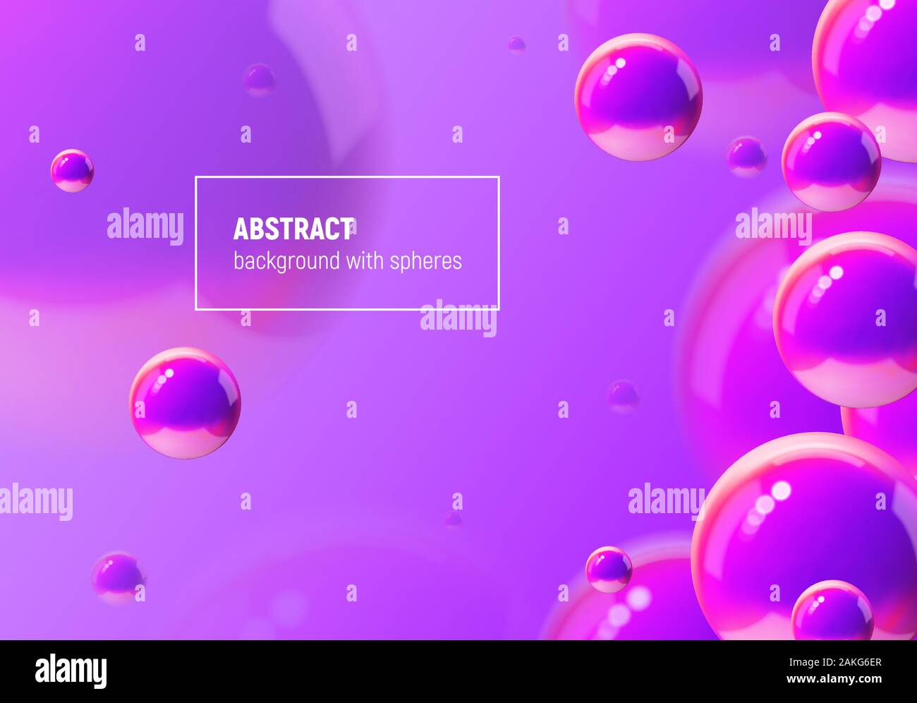 Abstract background with purple balls flying in perspective for science ...